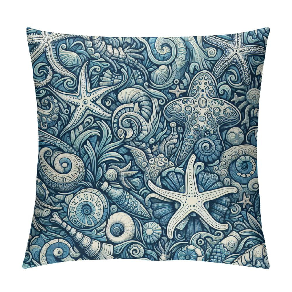 COMIO Nautical Coastal Pillow Covers Beach Ocean Themed Decorative ...