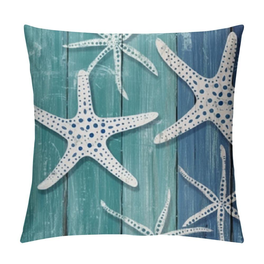 COMIO Nautical Coastal Throw Pillow Covers 18"x18" Beach Theme Wodden ...