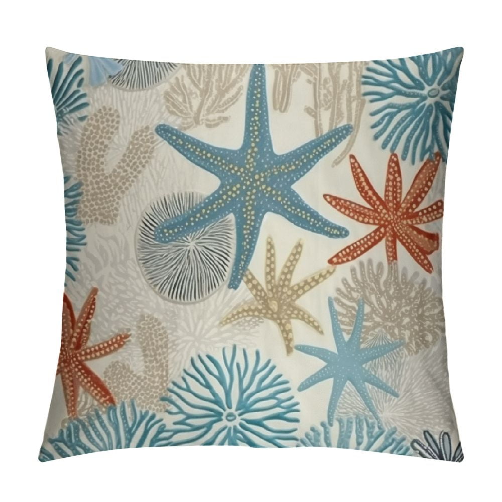 COMIO Nautical Coastal Throw Pillow Covers Beach Themed Ocean Seashell ...