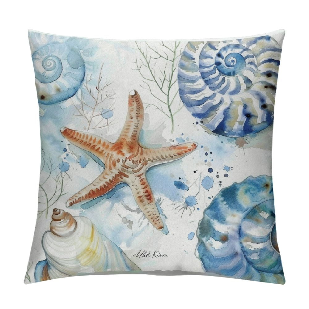 COMIO Nautical Coastal Throw Pillow Covers Ocean Themed Beach Seashell ...