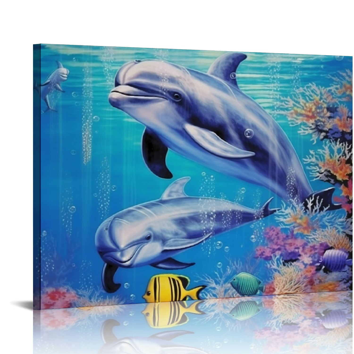 COMIO Nautical Dolphin Bathroom Wall Art Coastal Ocean Theme Pictures ...