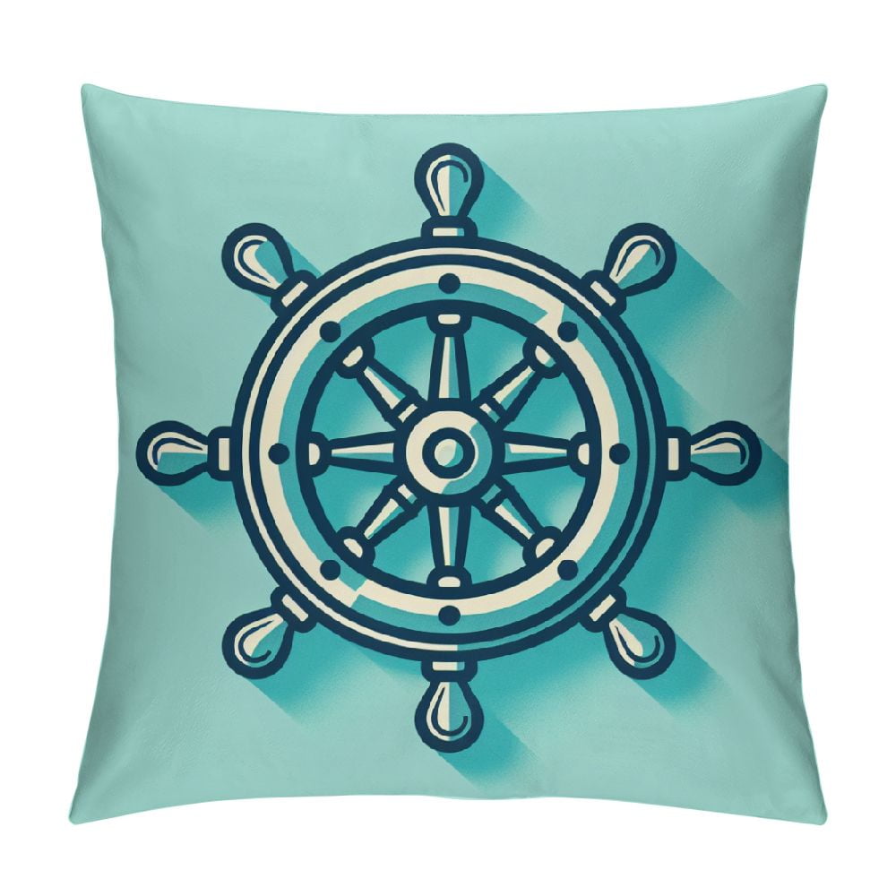 YANMS Nautical Throw Pillow Cushion Cover, Illustration of a Wooden ...