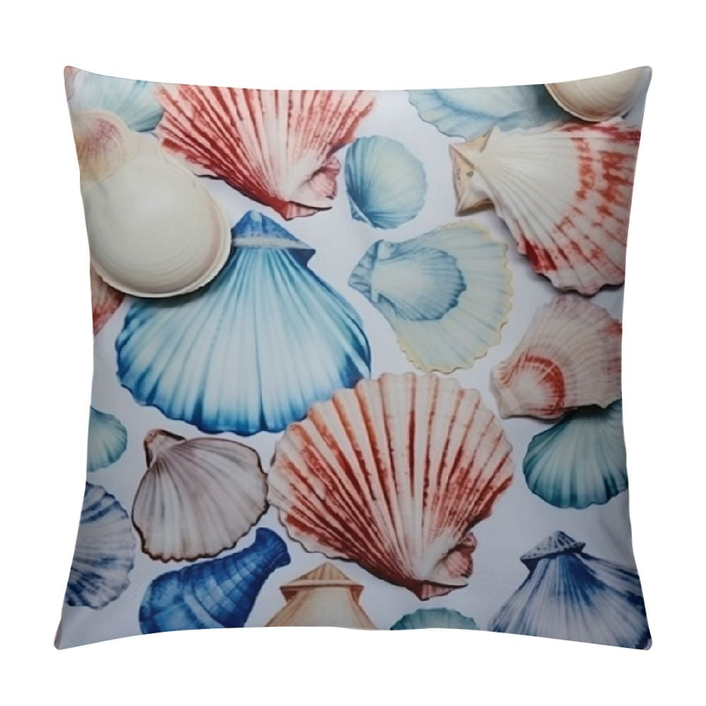 COMIO Nautical Watercolor Beach Seashells Square Decorative Throw ...