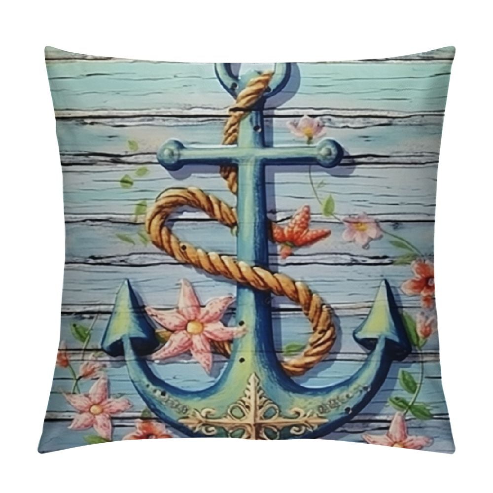 COMIO Nautical Wood Beach Rules Quote Holiday Blue Wood Grain Marine ...