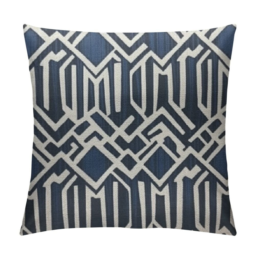 COMIO Navy Blue Aztec Throw Pillow Cover Seamless Pattern Design for ...