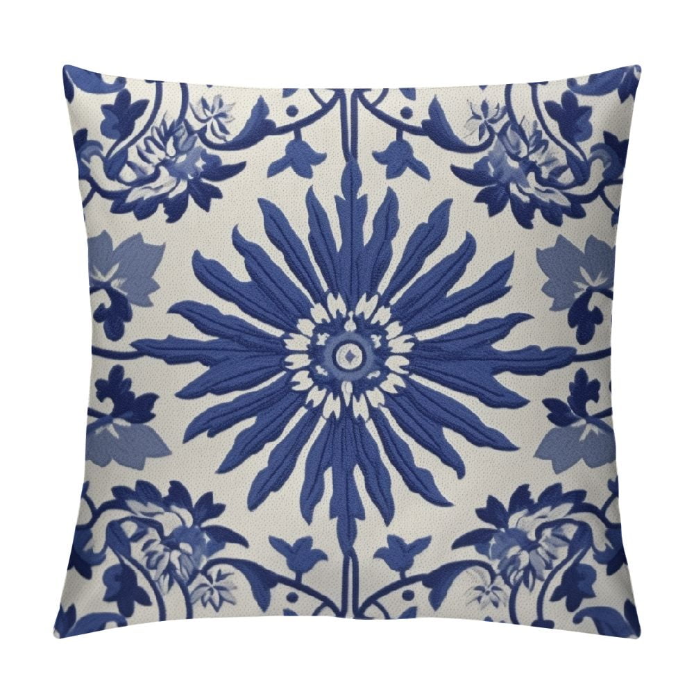 COMIO Navy Blue Boho Pillow Covers, Bohemian Ethnic Carpet Pattern ...