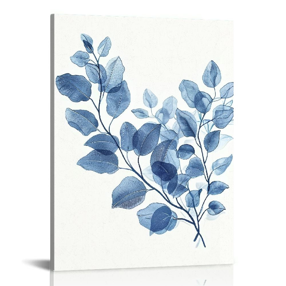 COMIO Navy Blue Botanical Wall Art, Minimalist Abstract Botanical ...