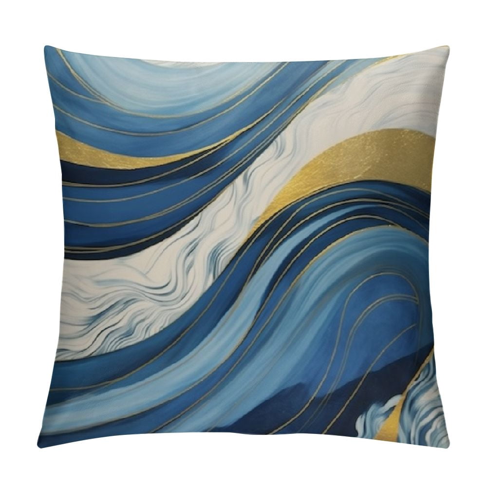 COMIO Navy Blue Decorative Pillow Covers Marble Design Texture Throw ...