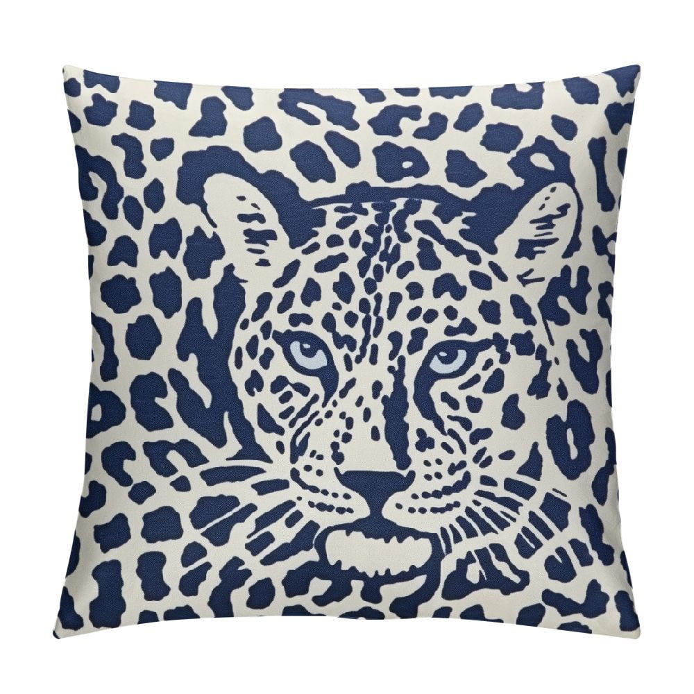 COMIO Navy Blue Leopard Print Pillow Covers Cheetah Animal Pattern ...