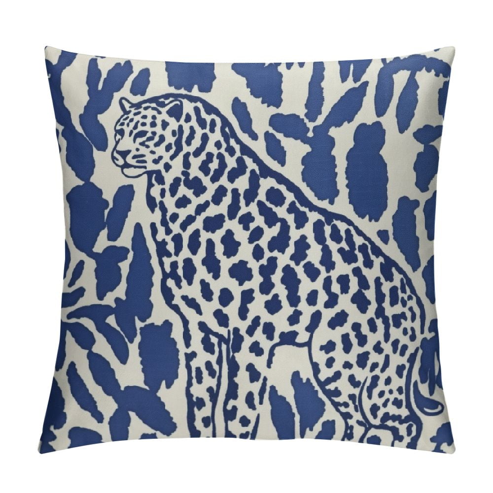 COMIO Navy Blue Leopard Print Pillow Covers Cheetah Animal Pattern ...