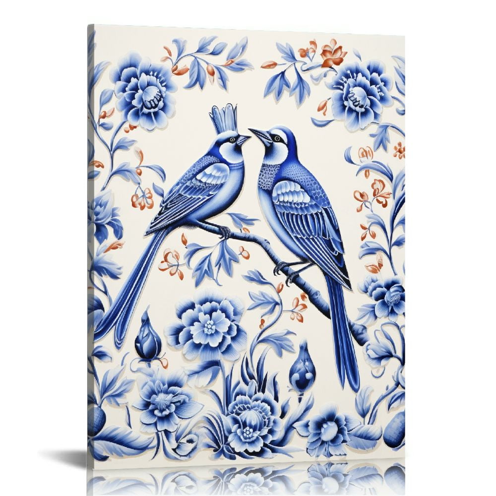 COMIO Navy Blue Poster Wall Decor for Bedroom Vintage Floral Pattern ...