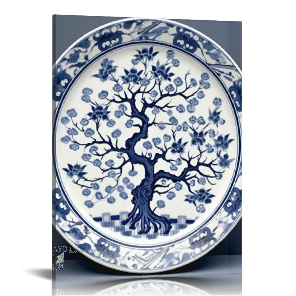 COMIO Navy Blue Poster Wall Decor for Bedroom Vintage Floral Pattern ...