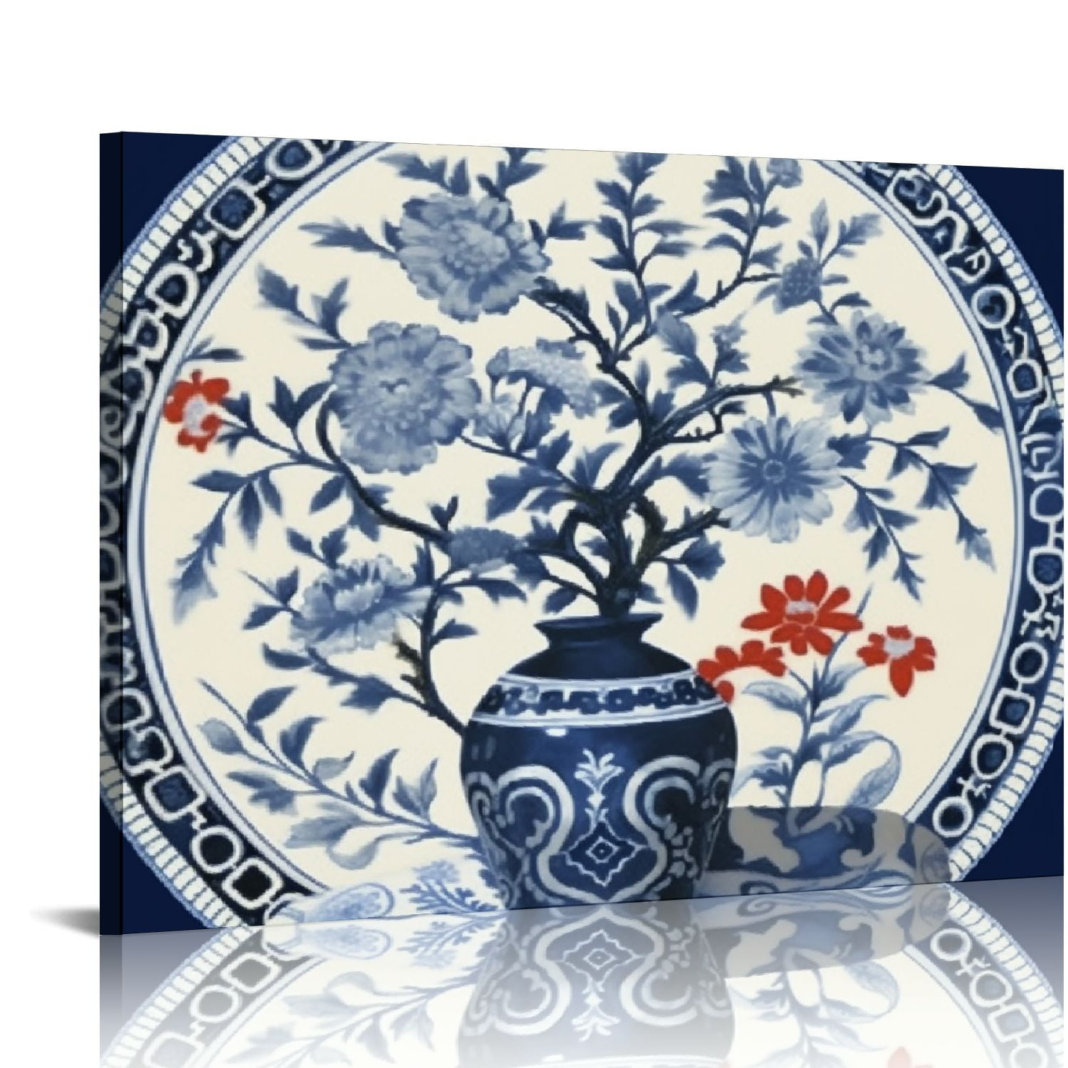 COMIO Navy Blue Poster Wall Decor for Bedroom Vintage Floral Pattern ...