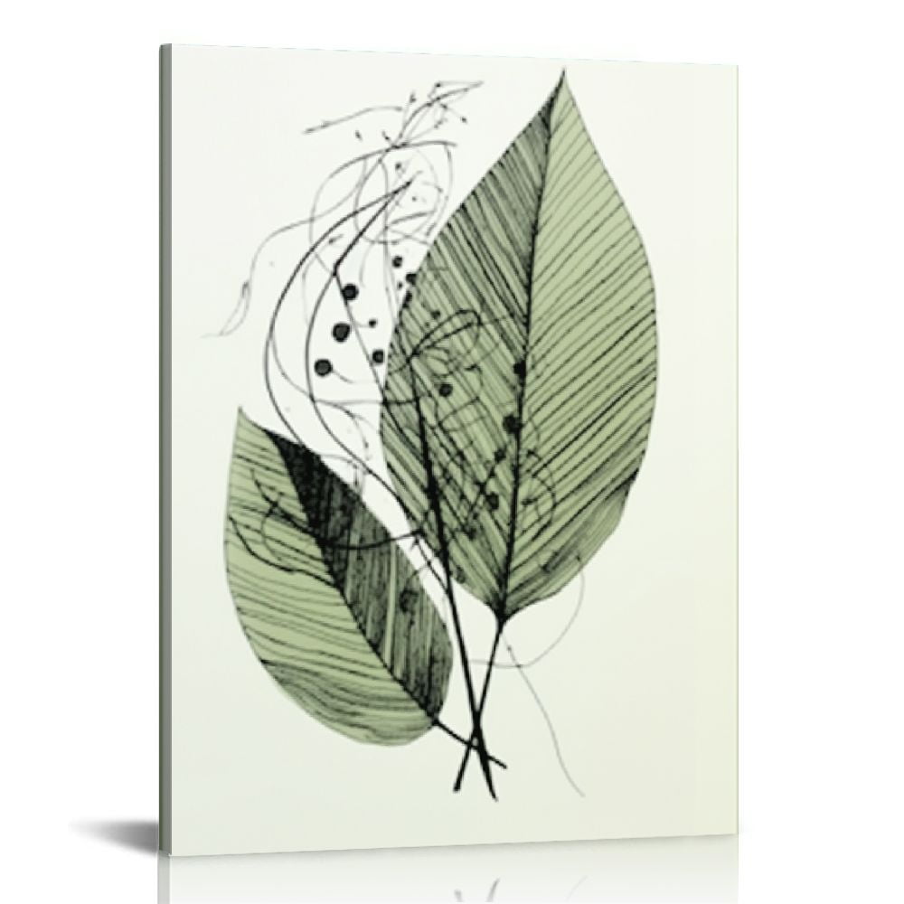 COMIO Neutral Botanical Canvas Wall Art Boho Black White Floral Leaf ...
