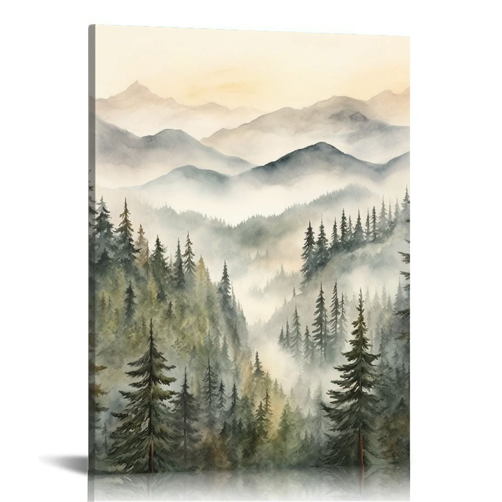 COMIO Neutral Mountain Wall Art Decor Forest Canvas Wall Art Poster ...