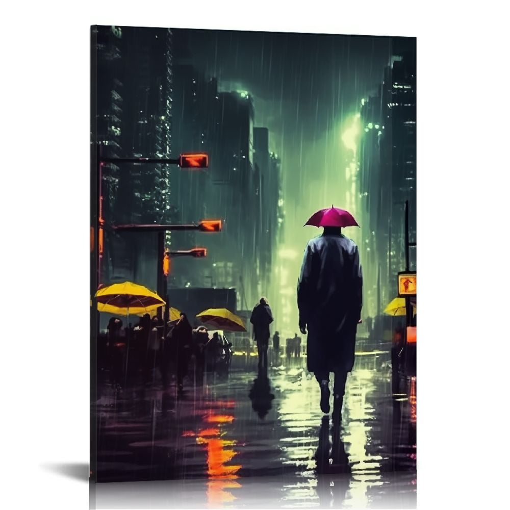 COMIO Night Abstract City in the Rain Cyberpunk Pictures Home Decor 3 ...