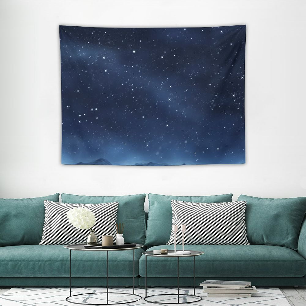 MLJA Night Sky Stars Tapestry Wall Hanging, Dark Blue Galaxy Universe ...