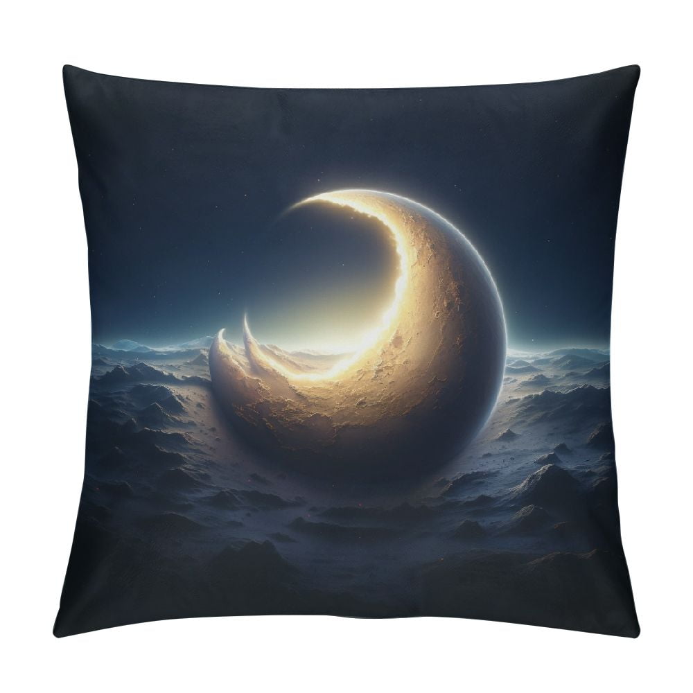COMIO Night Throw Pillow Cushion Cover, Crescent Moon in Dark Blue Sky ...