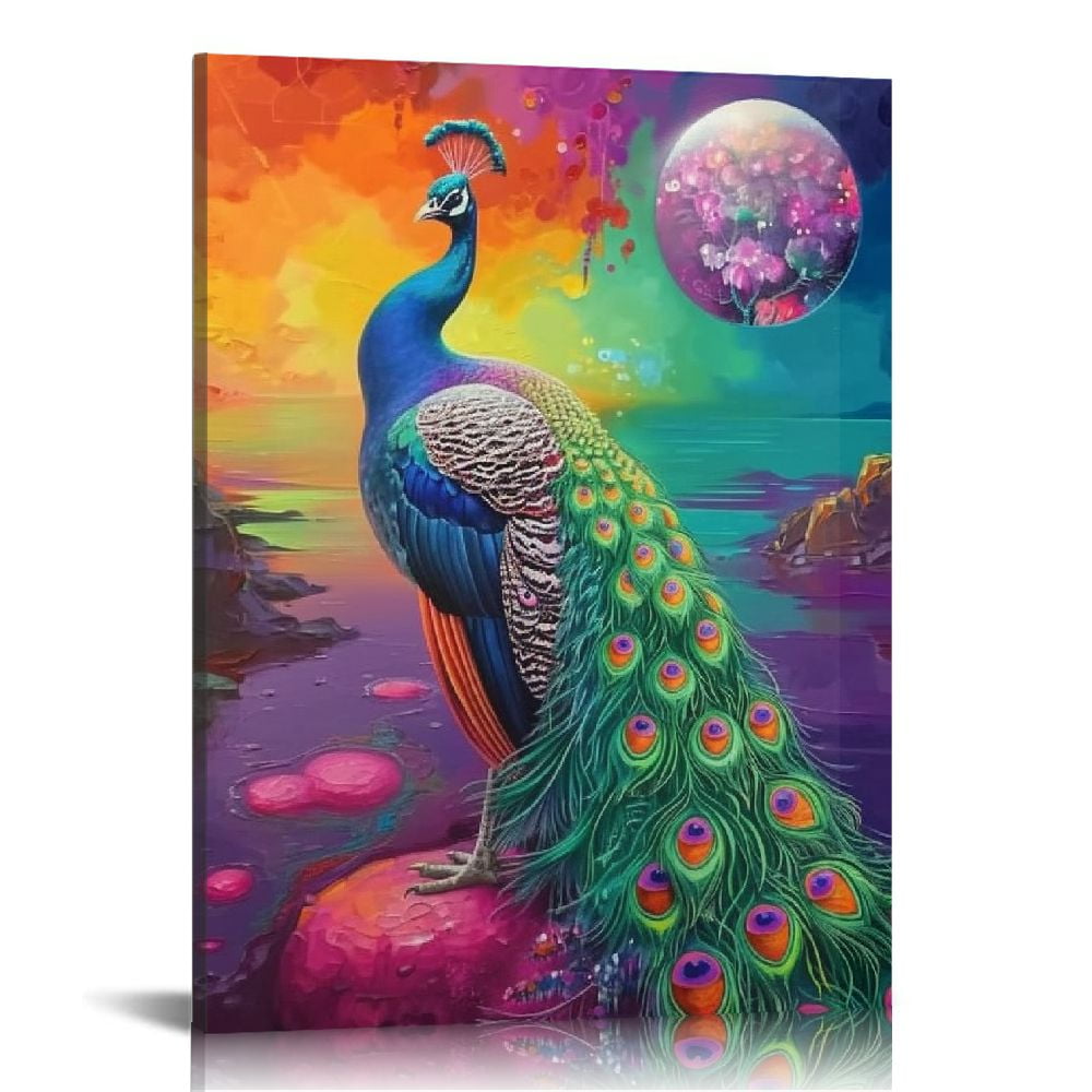 COMIO Noble Peacock Wall Art Featuring Colorful Feathers And Elegant ...