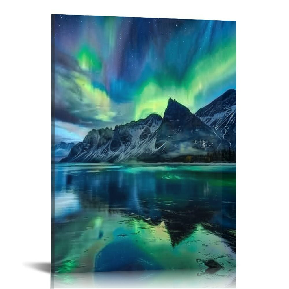 COMIO Northern Lights Canvas Wall Art, Norwegian Beautiful Aurora ...