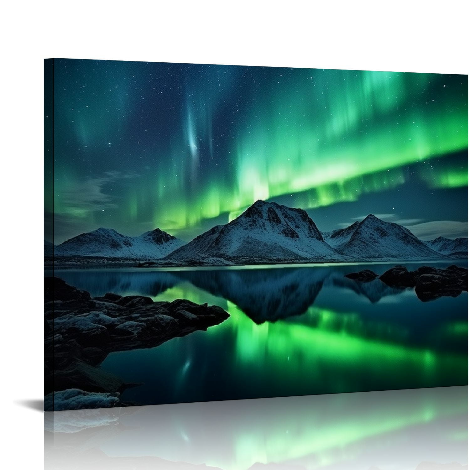 MLJA s Wall Art Green Aurora Borealis Canvas Picture Art Nature ...