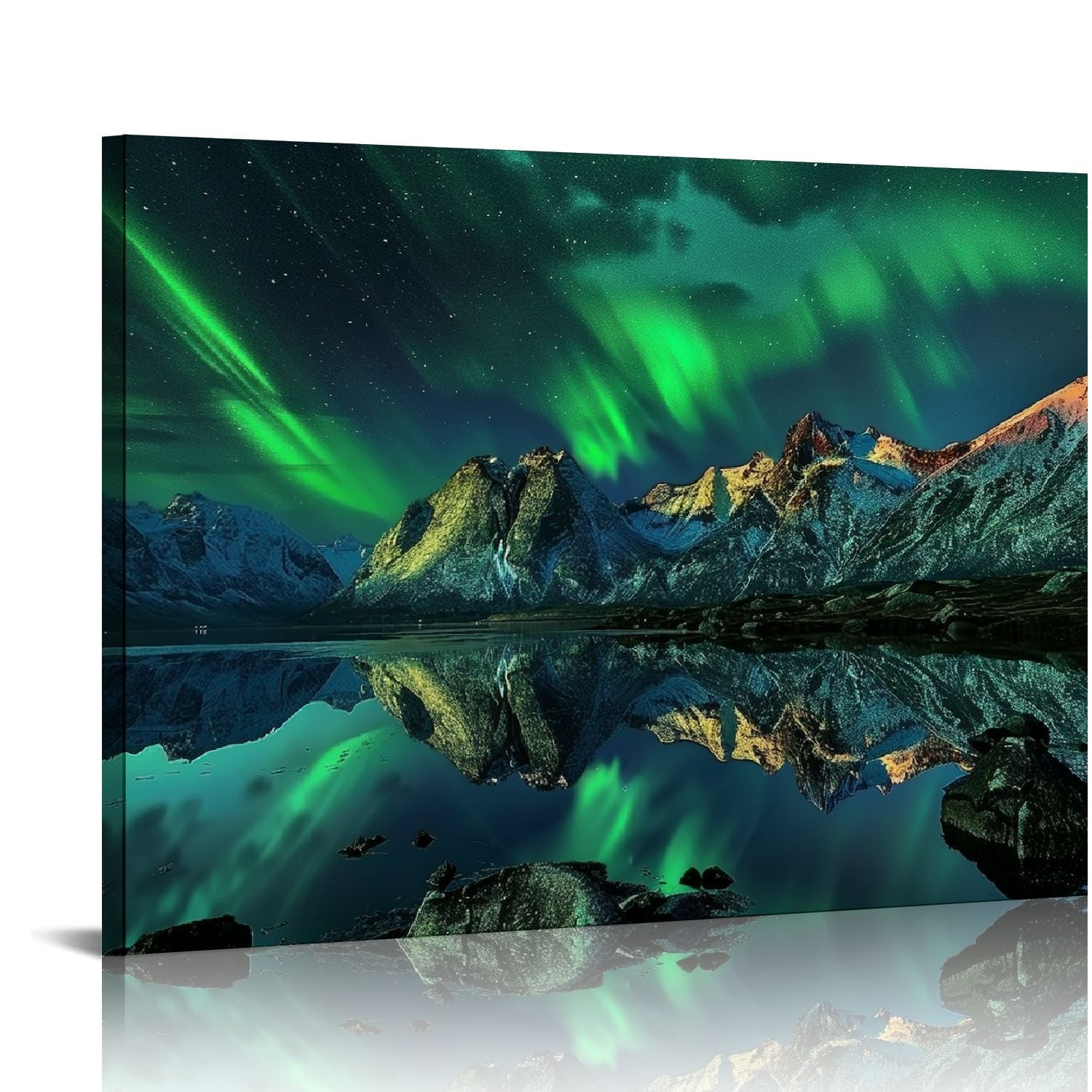 COMIO Northern Lights Wall Art Green Aurora Borealis Canvas Prints ...