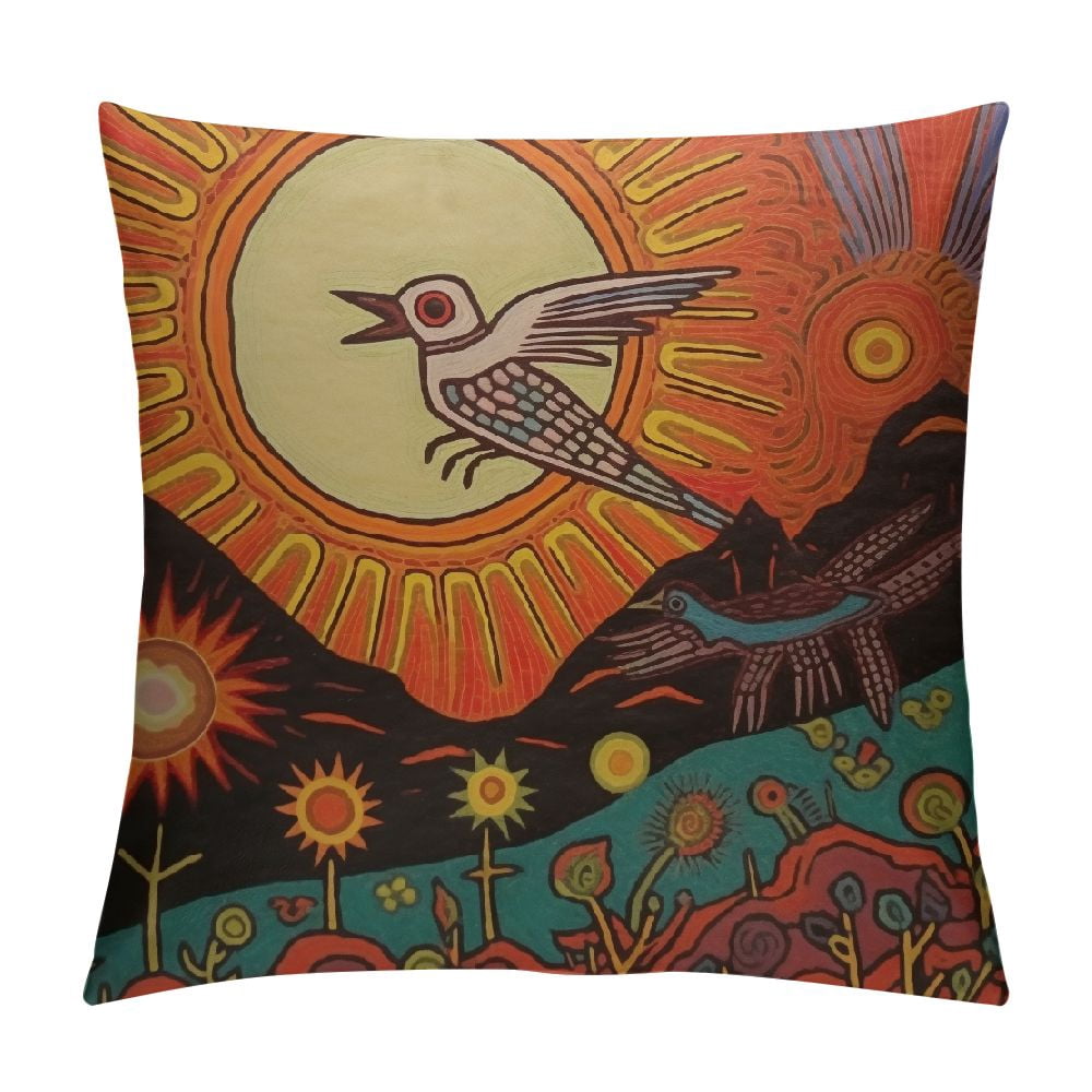 MLJA Oaxacan Mexico Mexican Mayan Aztec Tribal Boho Art Throw Pillow ...