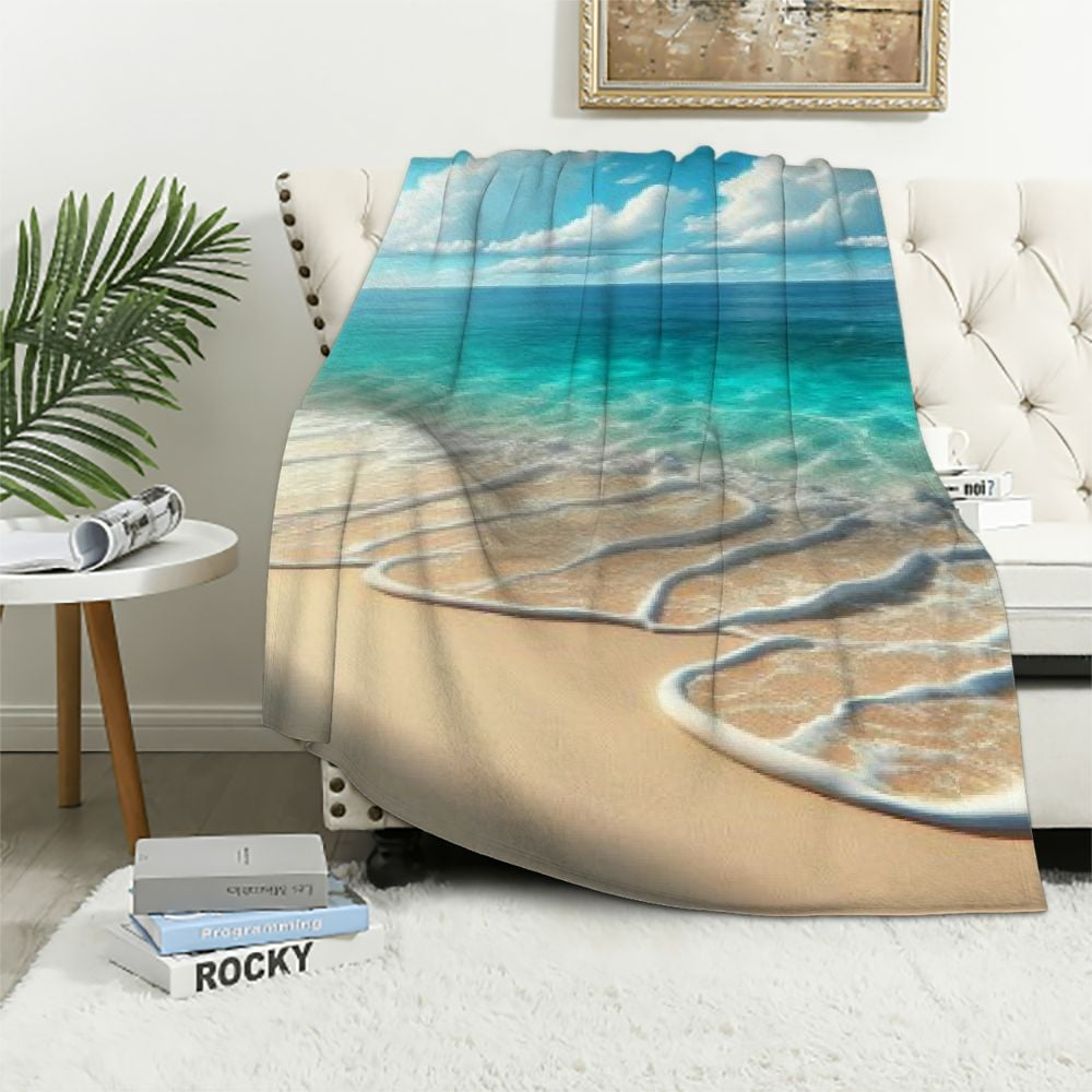 YANMS Ocean Blanket, Tropical Palm Tree Hawaii Ocean Throw Blanket ...