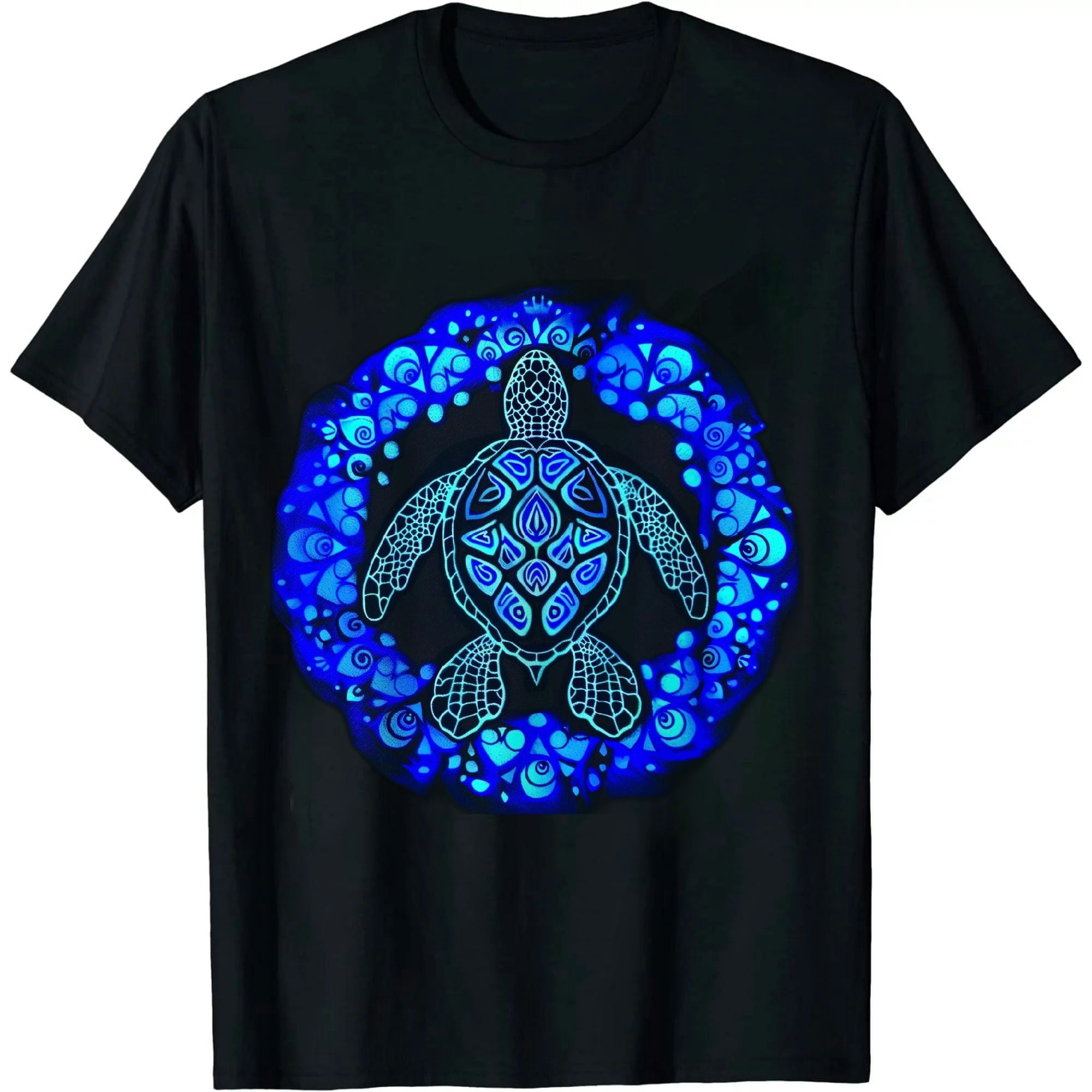 COMIO Ocean Blue Tribal Hawaiian Sea Turtle T-Shirt - Walmart.com