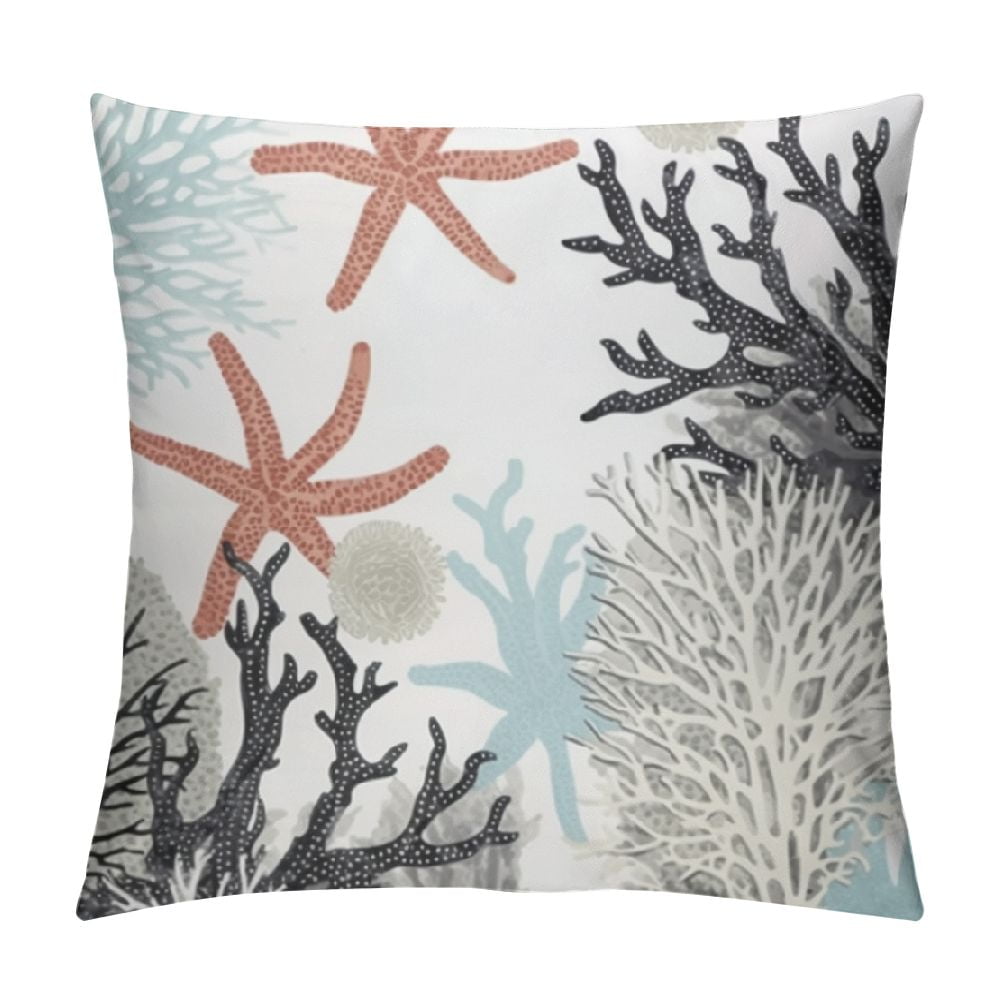 COMIO Ocean Coral Pillow Covers Nautical Coastal Throw Pillows Beach ...