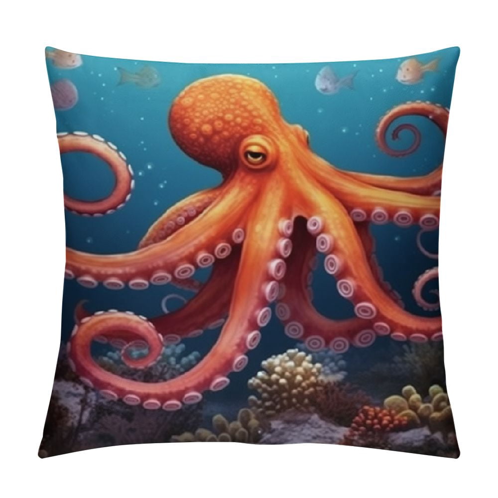 COMIO Ocean Octopus Pillow Covers Farmhouse Canvas Cushion Covers ...