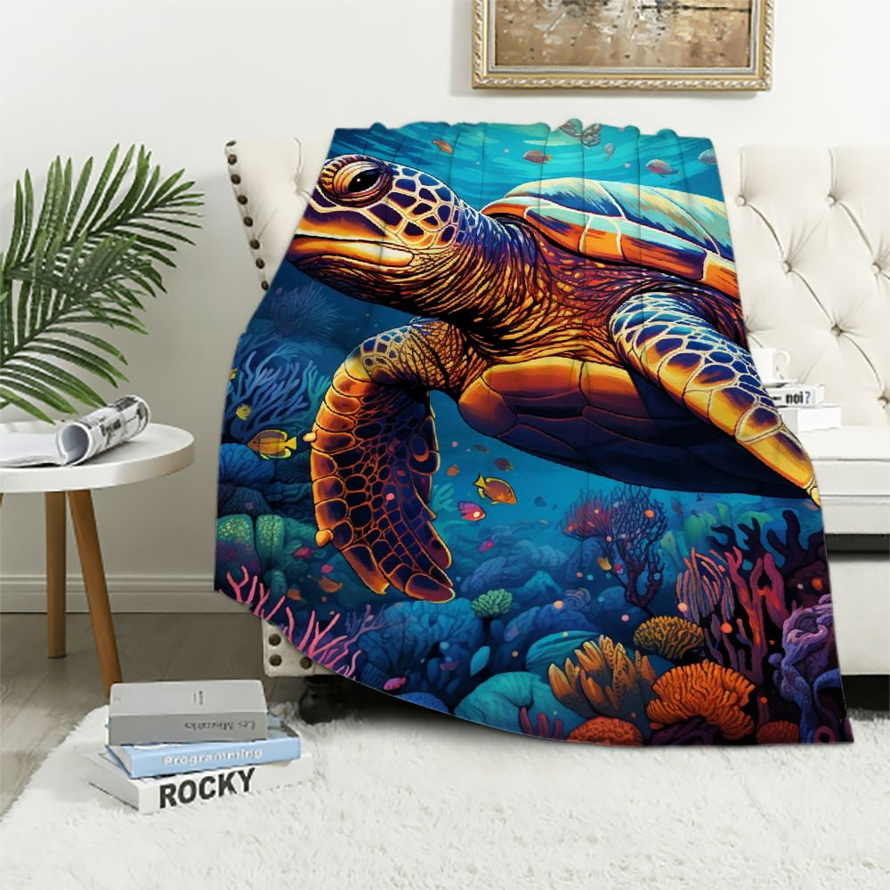 COMIO Ocean Sea Turtle Blanket Gifts for Women Men Birthday for Mom Dad ...