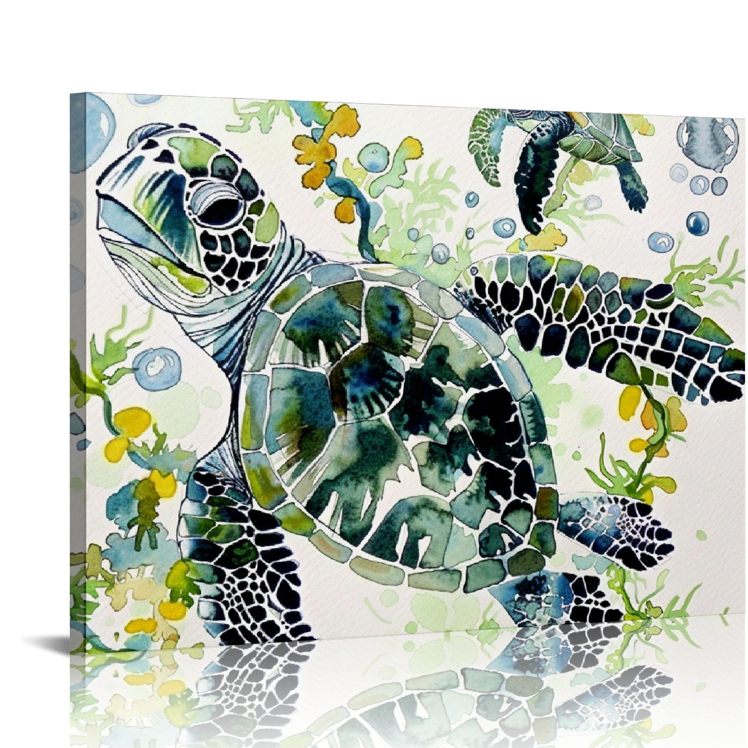 COMIO Ocean Sea Turtle Decor Wall Art Nautical Bathroom Pictures Green ...
