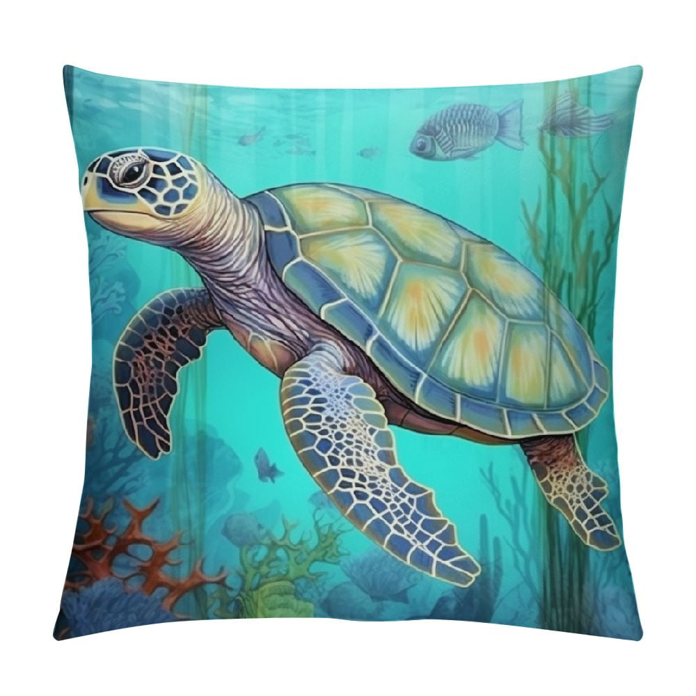 COMIO Ocean Turtle Pillow Cover Sea Theme Decorative Pillow Case Super ...