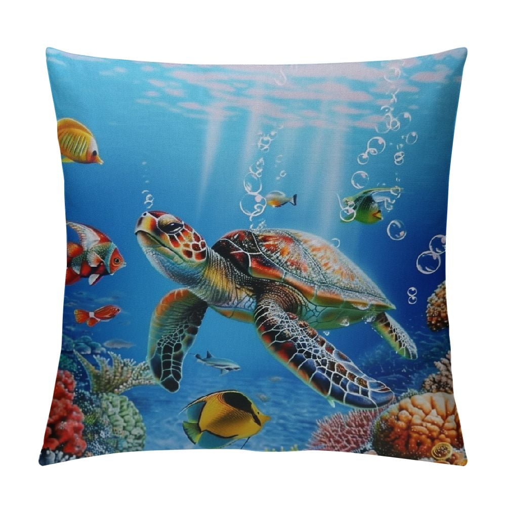 COMIO Ocean Underwater Marine Life Outdoor Throw Pillow Cover Sea World ...