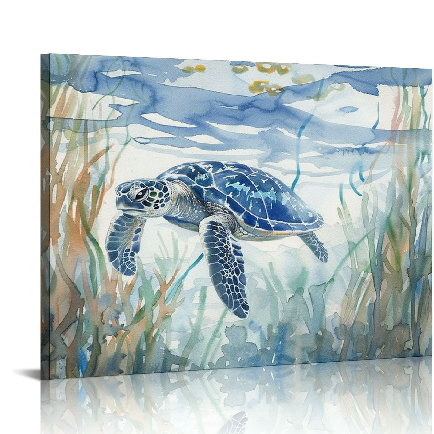 COMIO Ocean Wall Decor Blue Turtle Canvas Art Sea Pictures Coastal ...