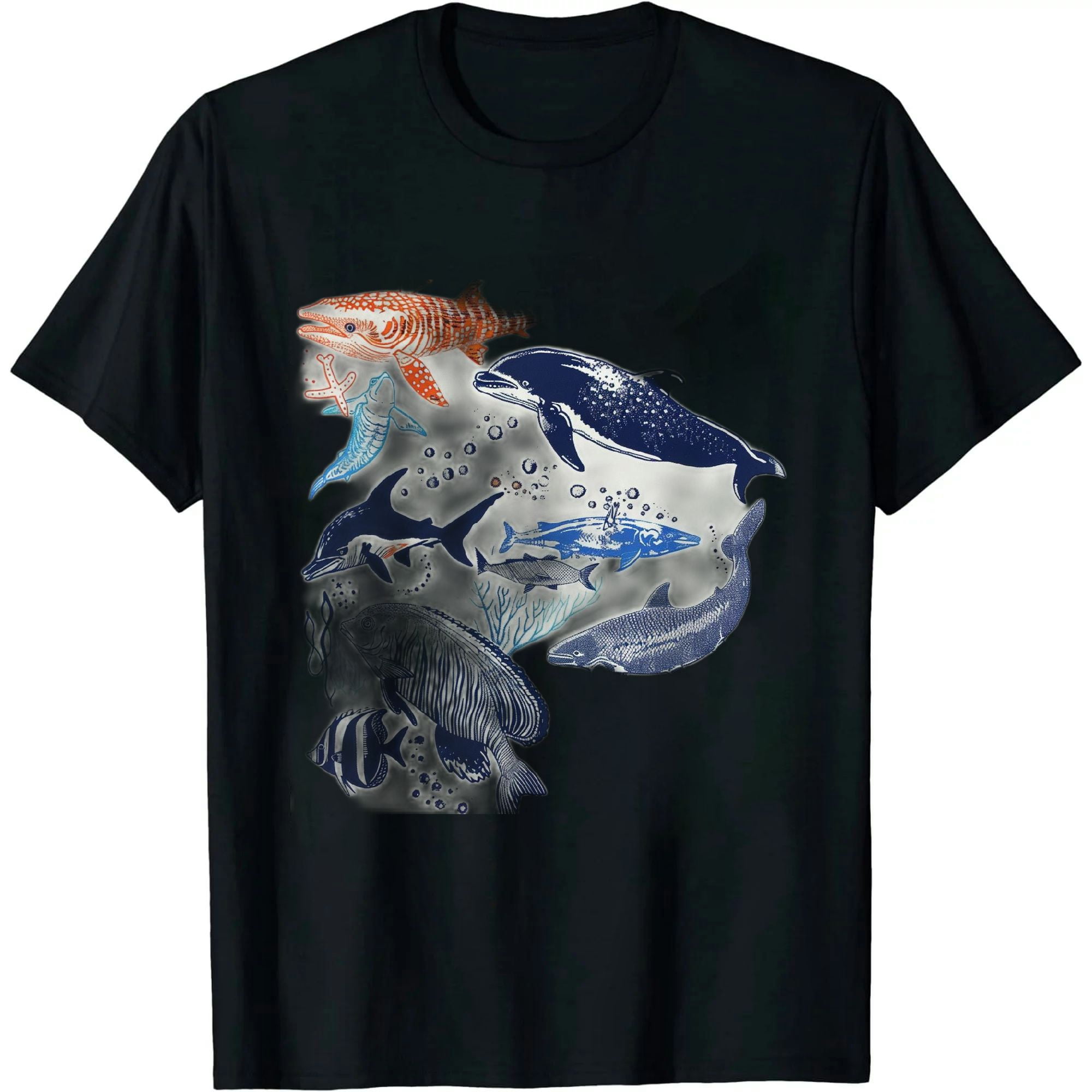 COMIO Ocean Wildlife Vintage Shark Turtle Octopus Graphic Tees T-Shirt ...