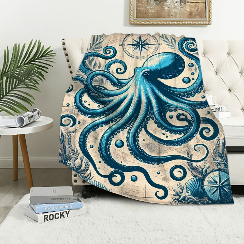COMIO Octopus Blanket Ocean Animal Comfort Warmth Mediterranean Style ...
