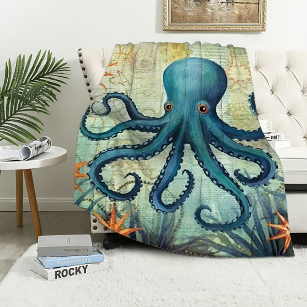 COMIO Octopus Throw Blanket Gifts for Women Girls, Ocean Animal Theme ...