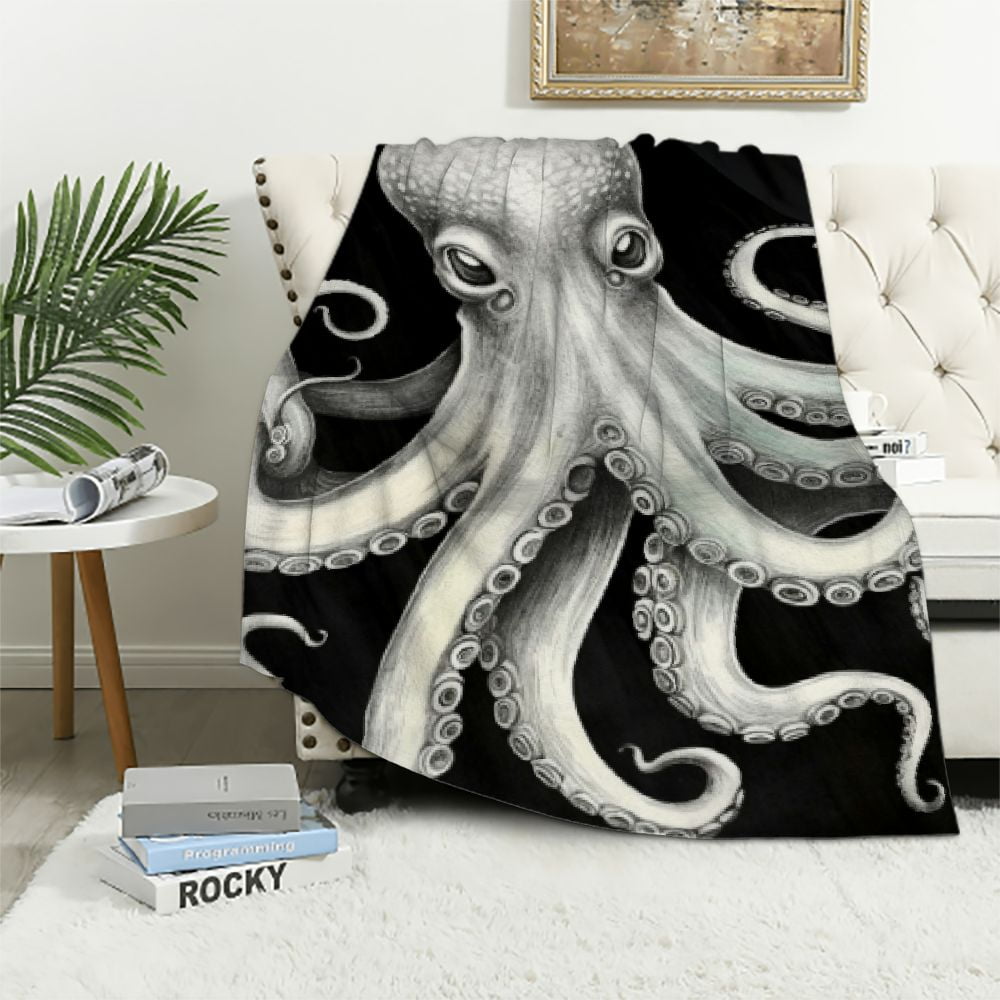 COMIO Octopus Throw Blanket Ocean Kraken Print Plush Blanket Octopus ...