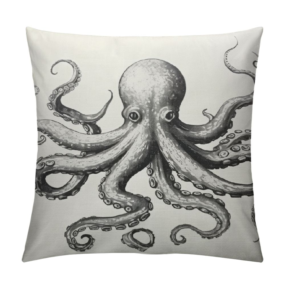 MLJA Octopus Throw Pillow Case Cushion Cover Tentacles in a Rough Wood ...