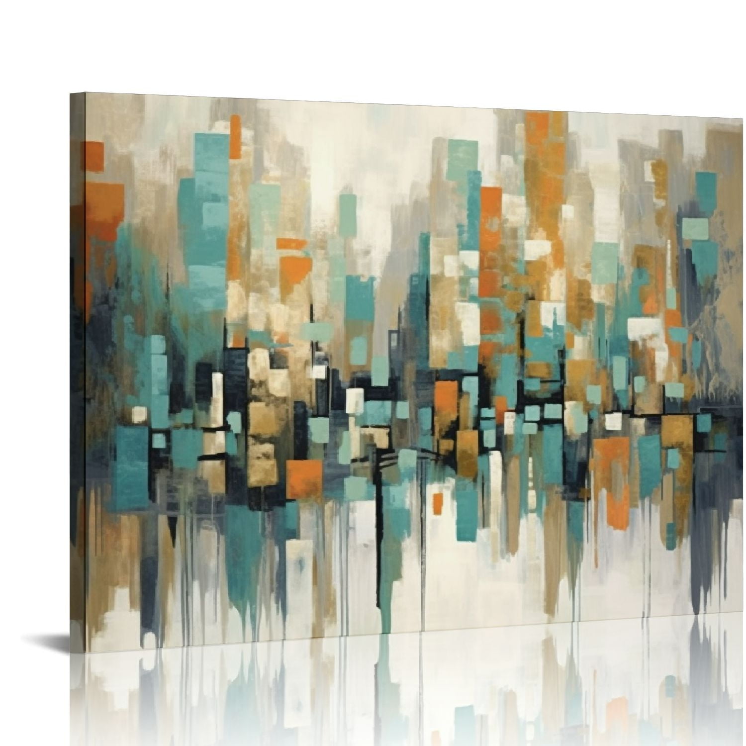 COMIO Office Framed Abstract Wall Art: Large Modern Teal Textured ...
