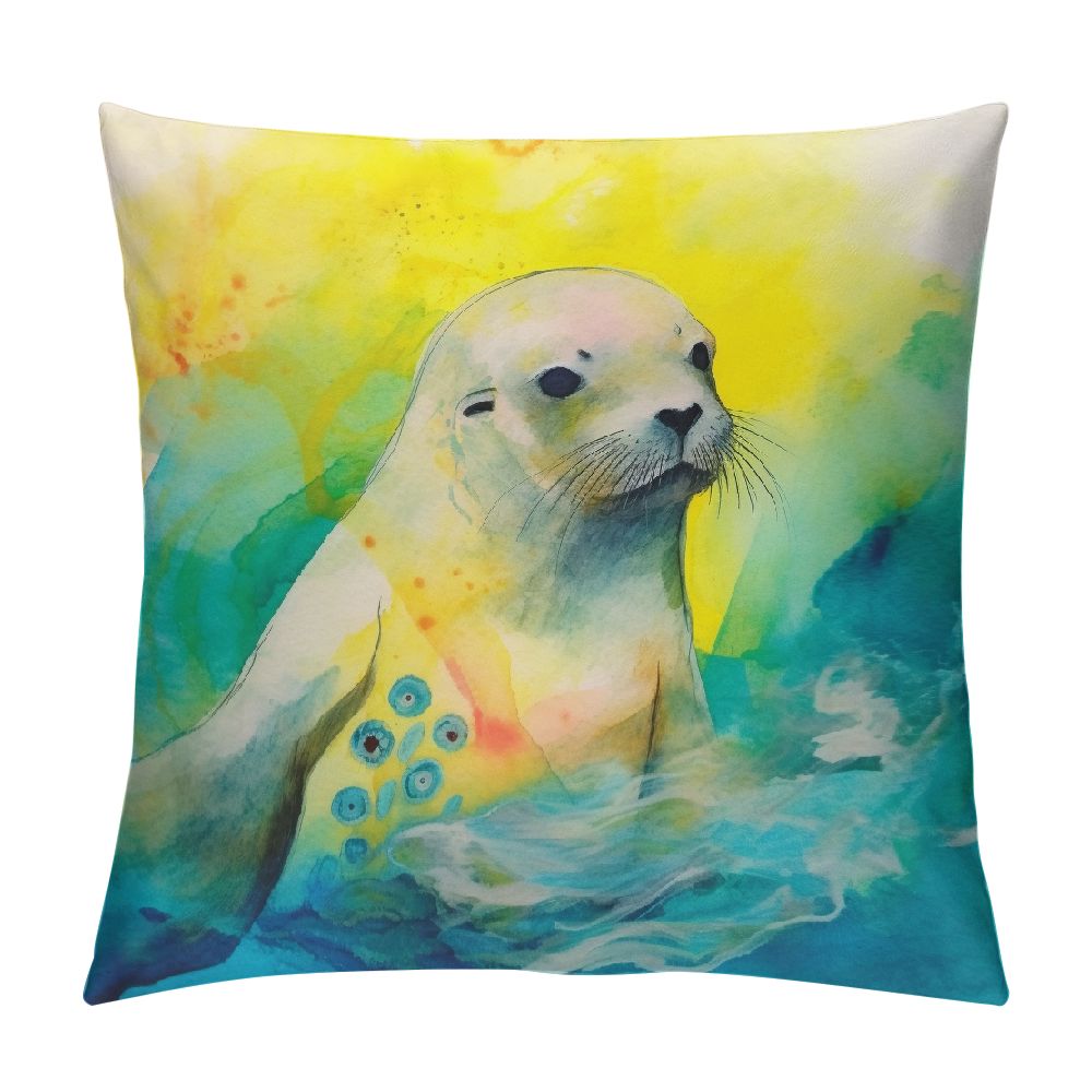 COMIO Oil Painting Cute Animal Adorable Otter Throw Pillow Case Super ...