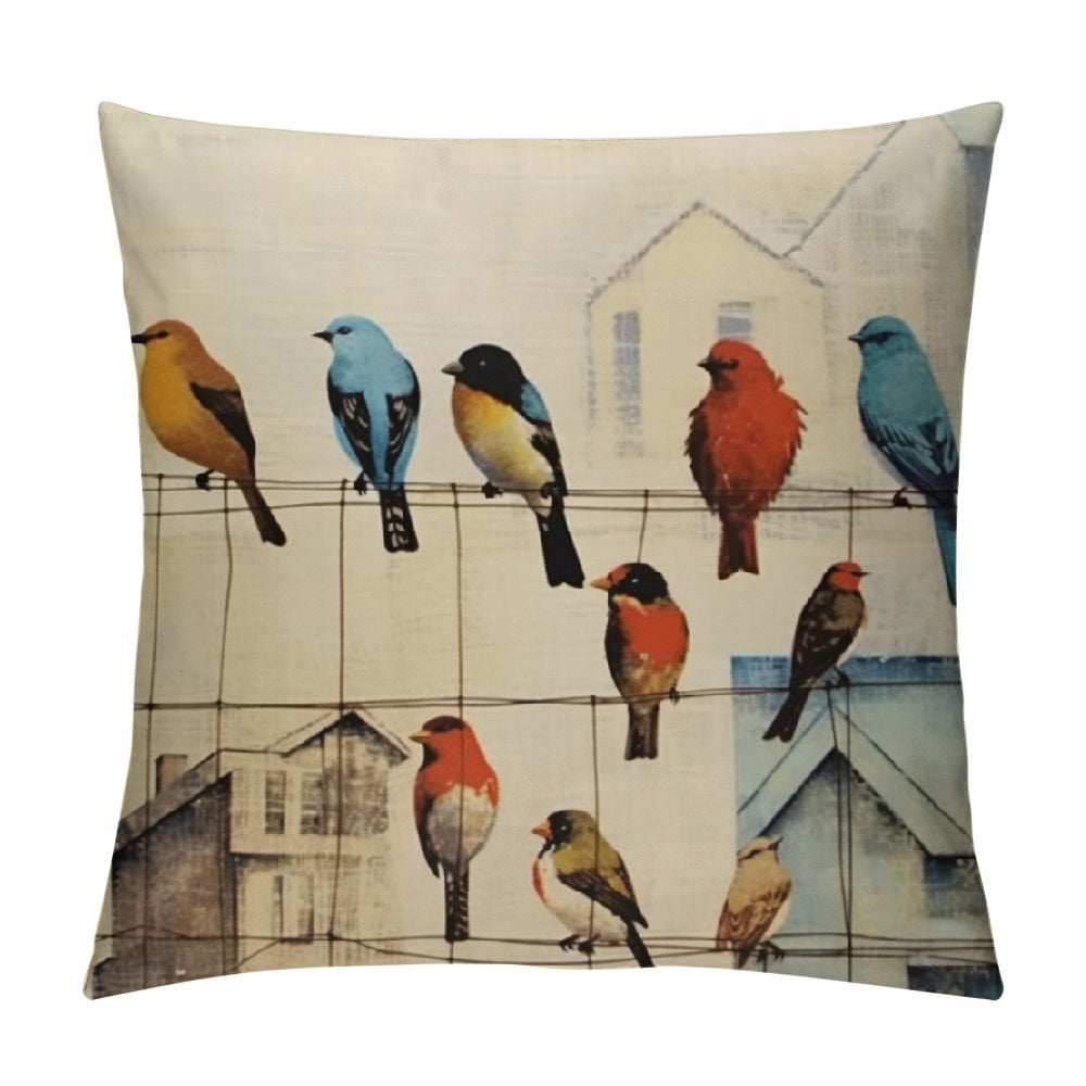 MLJA Oil Painting Lovely Birds Decorative Pillow Covers Tree Branch ...