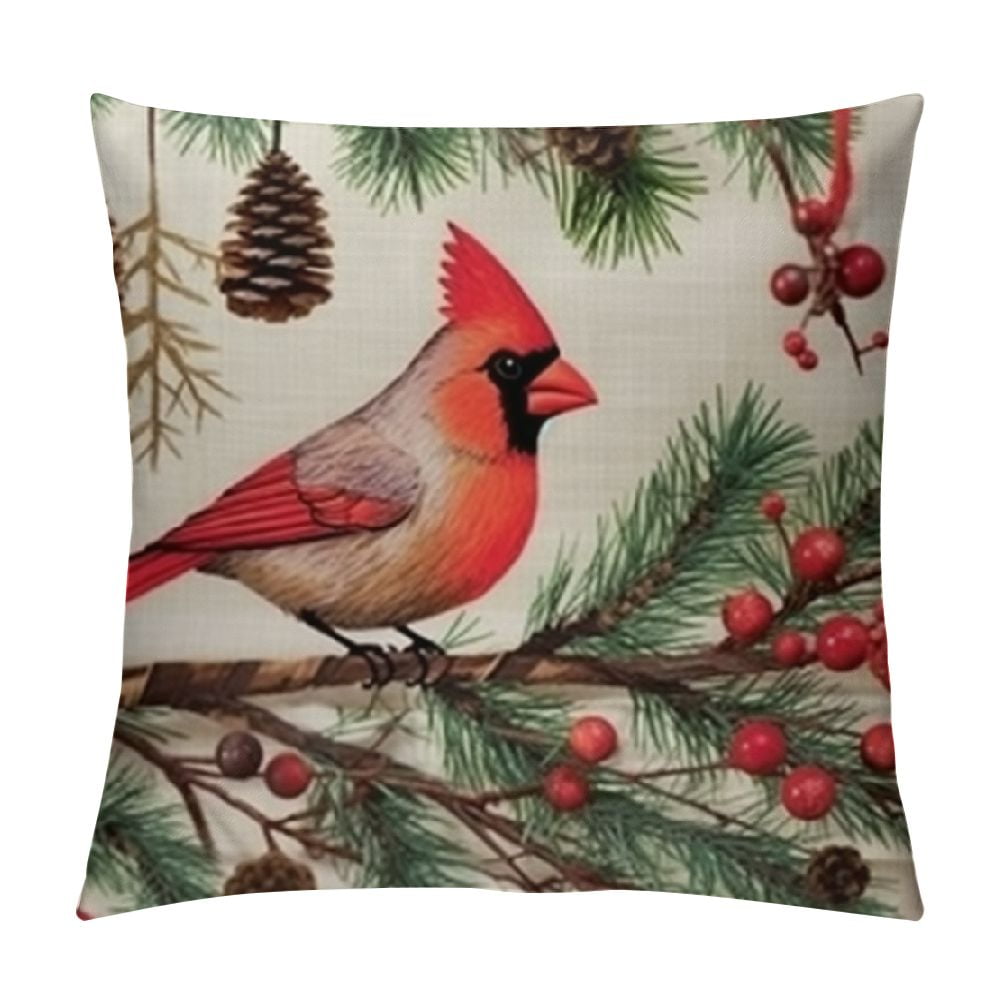 Comio On Pine Tree Branch Stocking Pinecone Throw Lumbar Waist Pillow