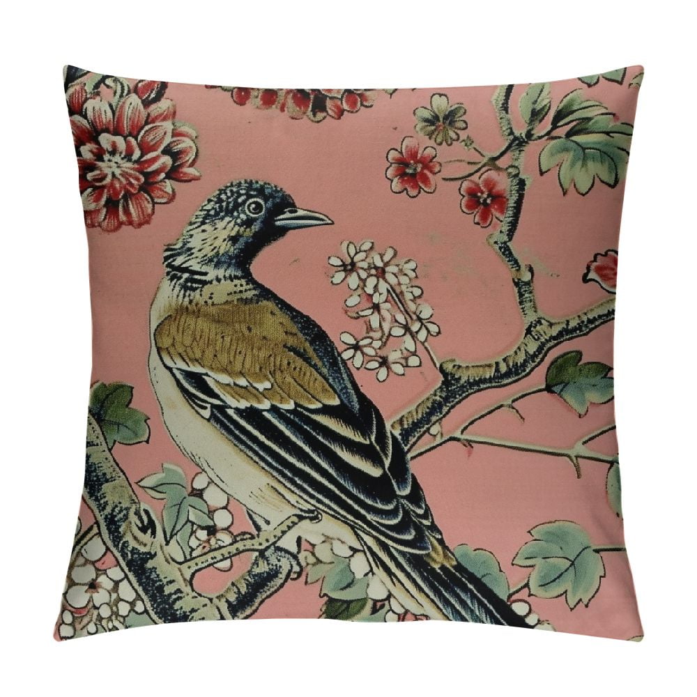 MLJA Oriental Chinoiserie Cushion Covers Pink Blush Chinoiserie Bird ...