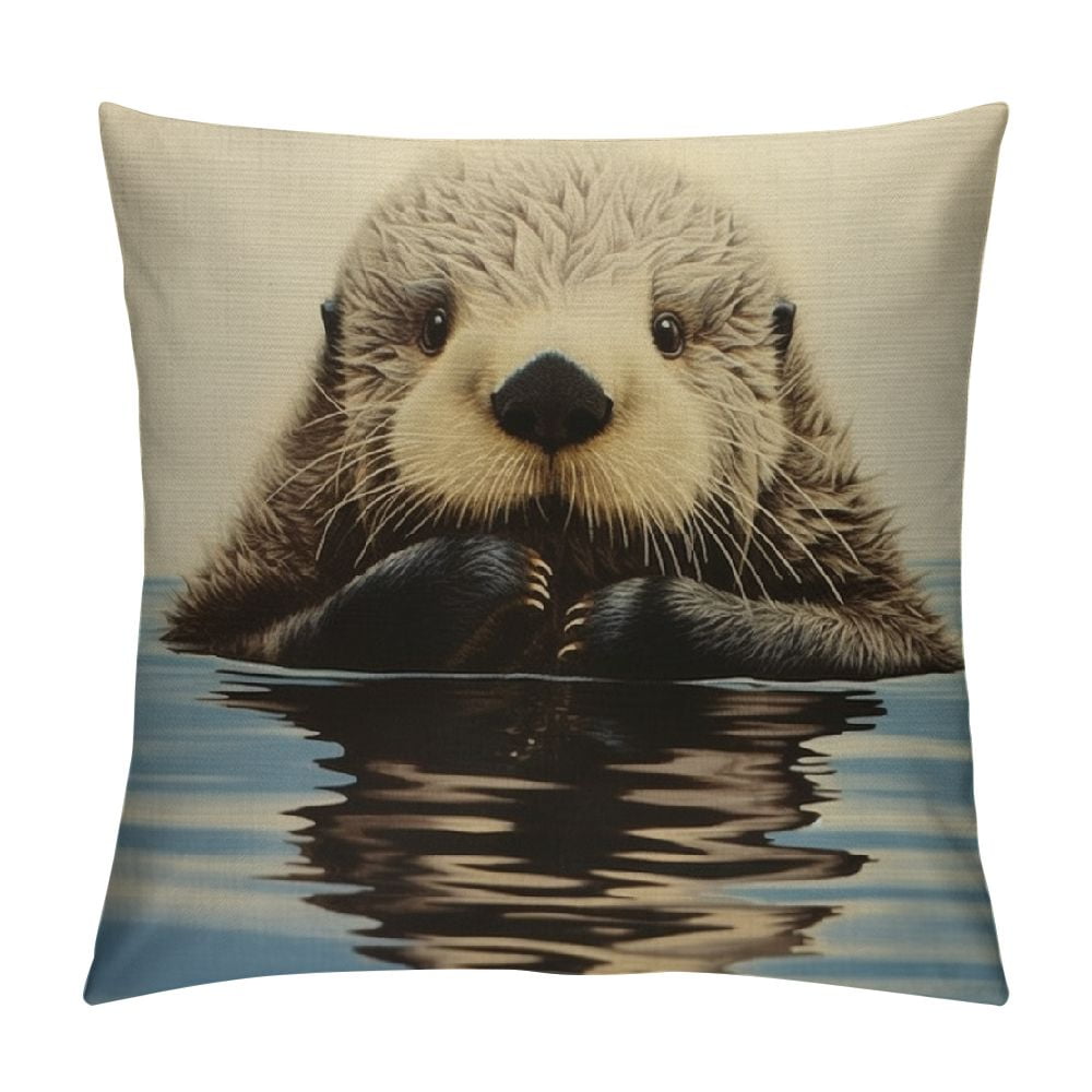 COMIO Otter Decorative Throw Pillow Cover Case Cute Otter Floating in ...