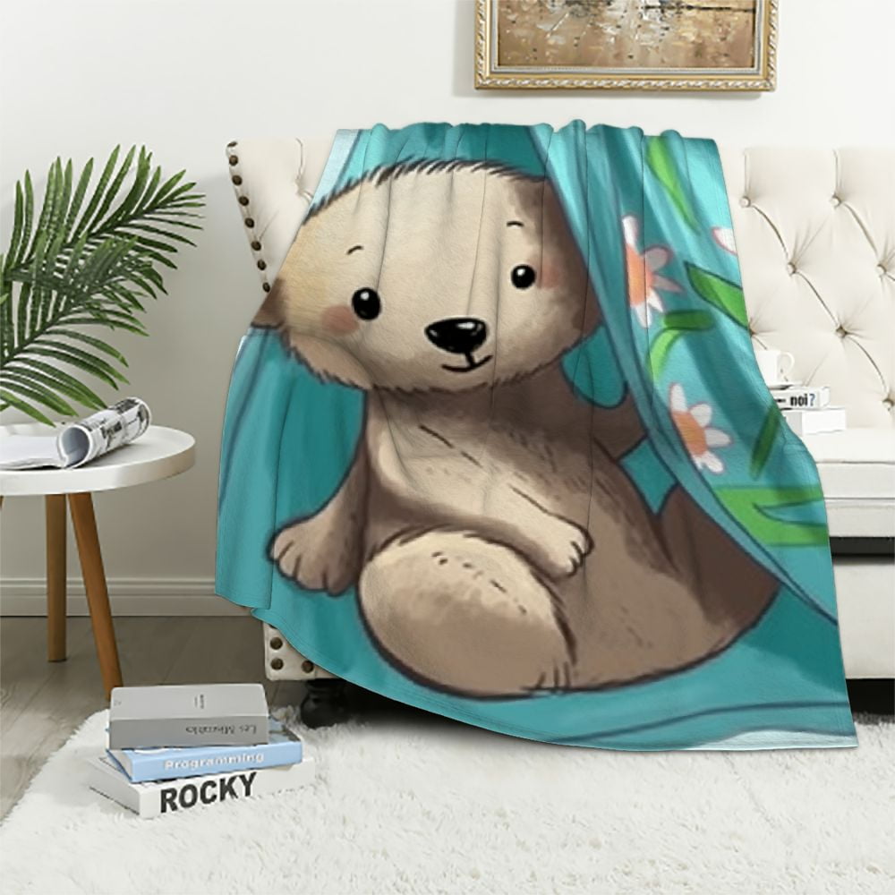 COMIO Otter Throws Blanket and for Kid Boy Girls Flannel Soft Plush ...
