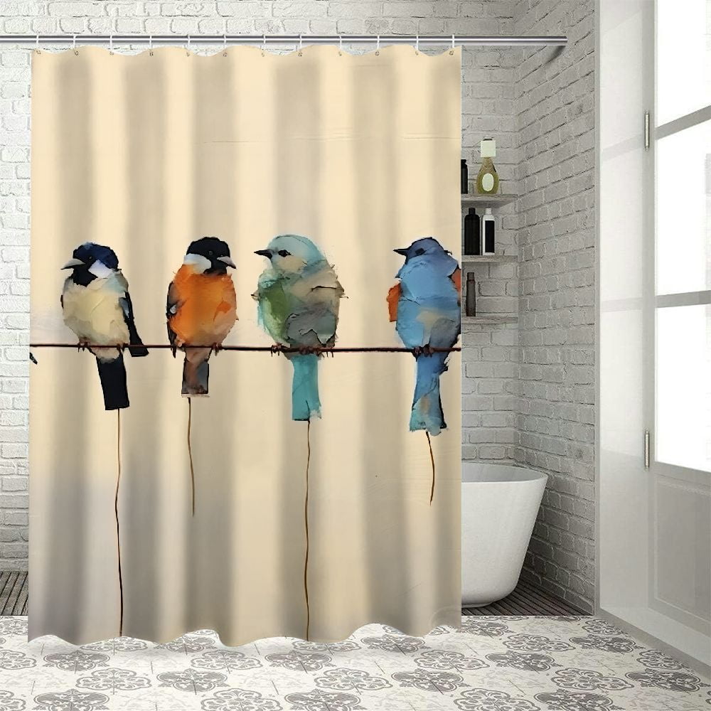 COMIO Outdoor Birds Shower Curtain for Bathroom Decoration White ...