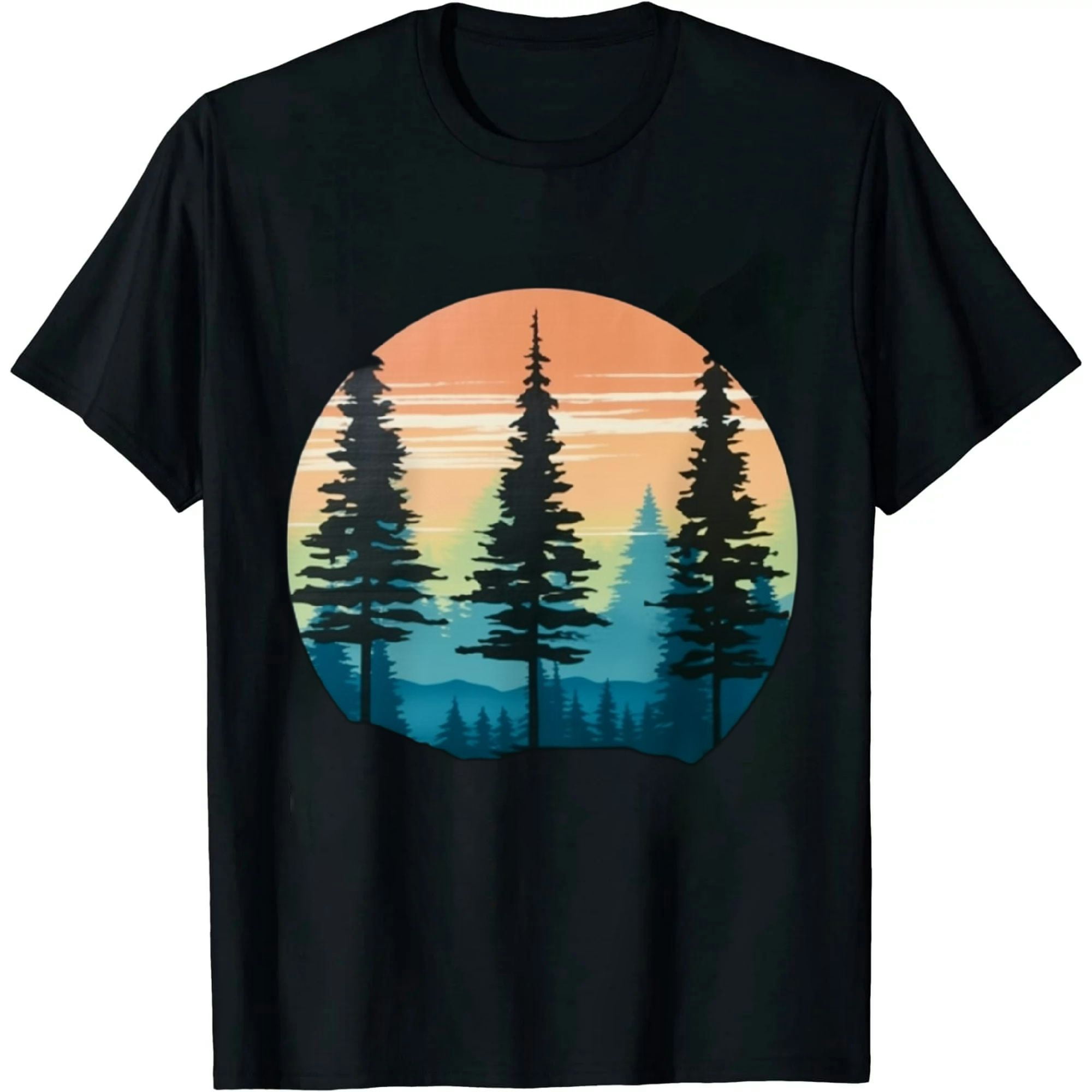 COMIO Outdoor retro minimalist pine tree T-Shirt - Walmart.com
